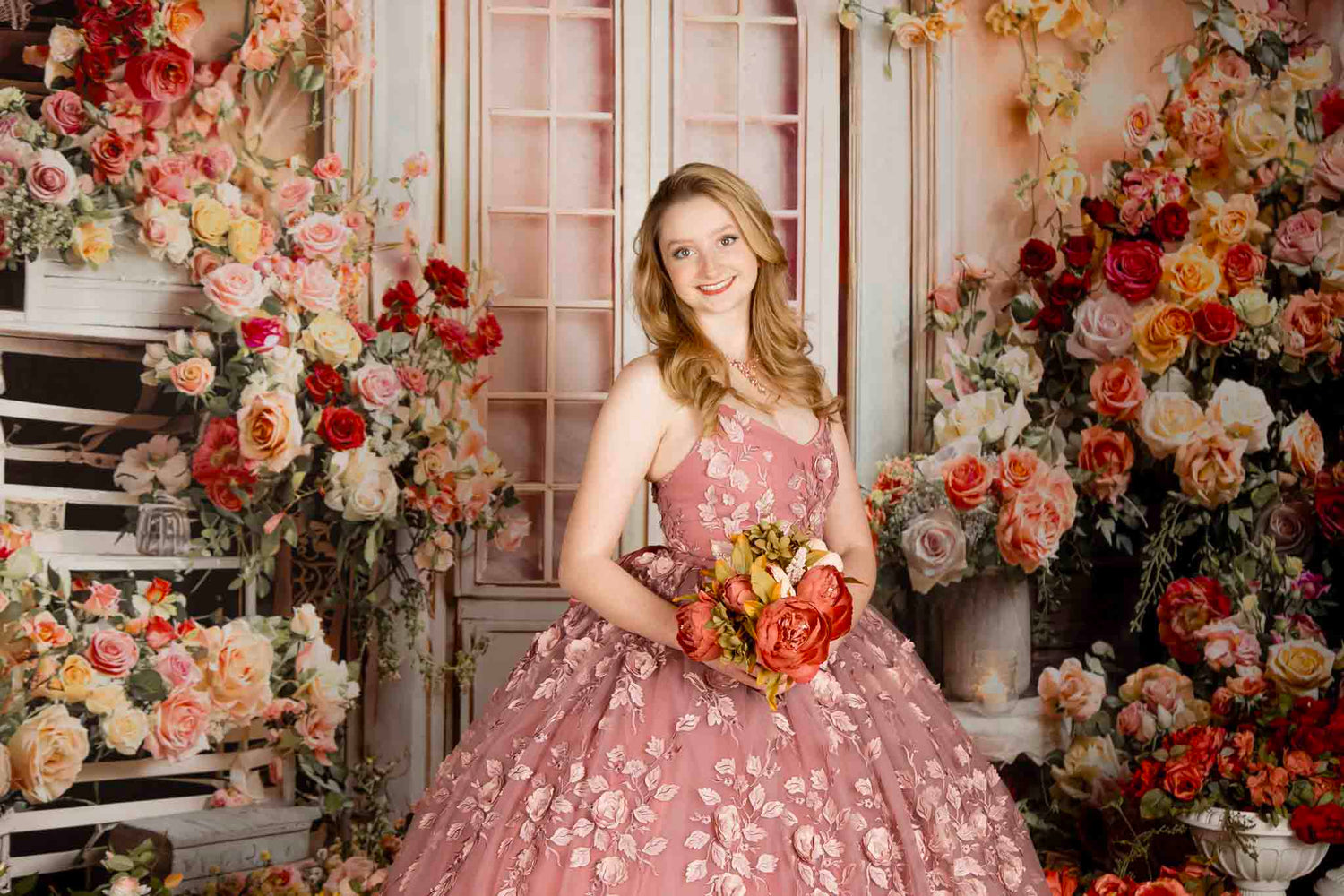 Vintage Floral Garden Arched Door Backdrop