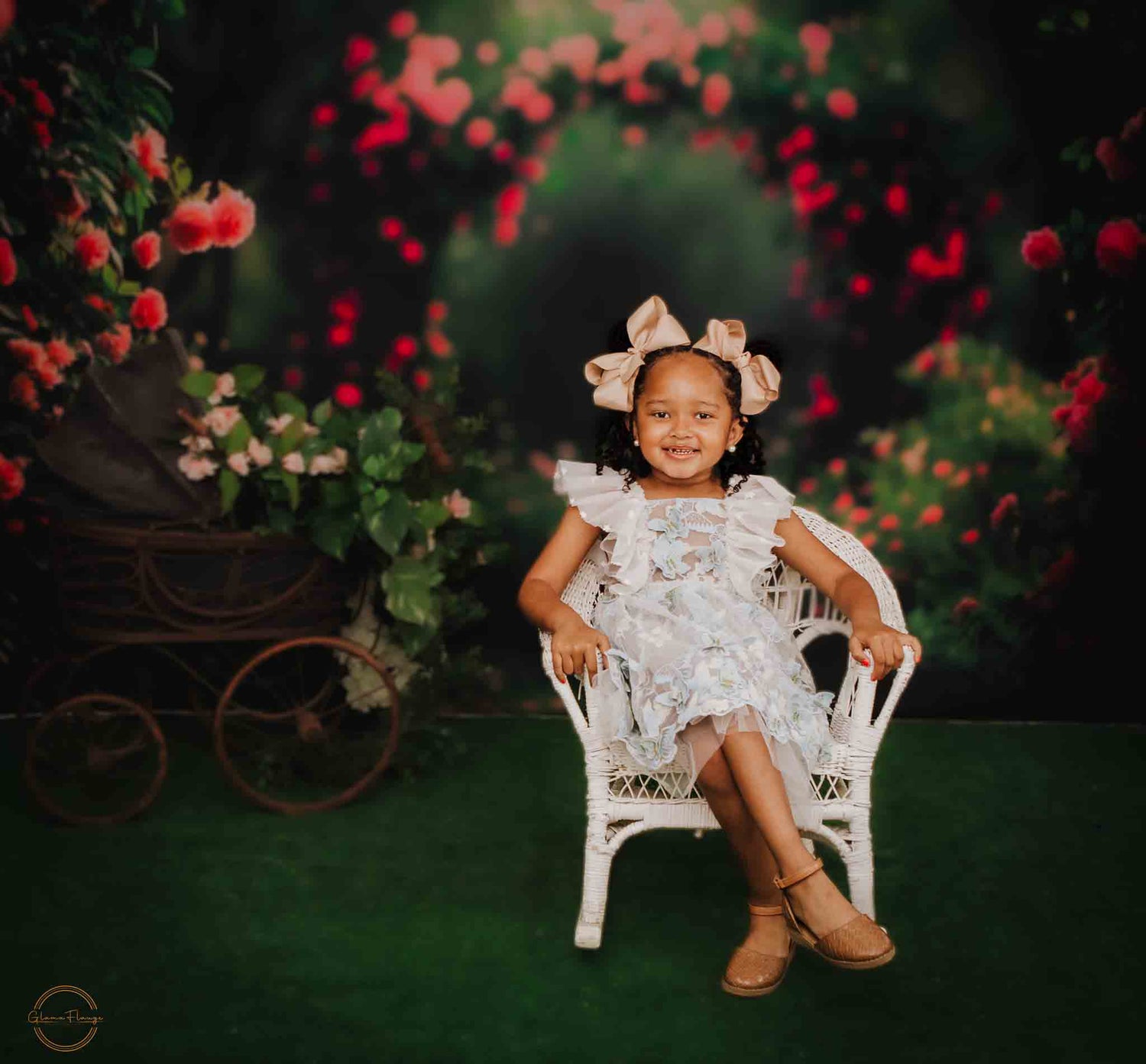 Kate Spring Pink Roses Garden Arch Backdrop Designed by Patty Robert