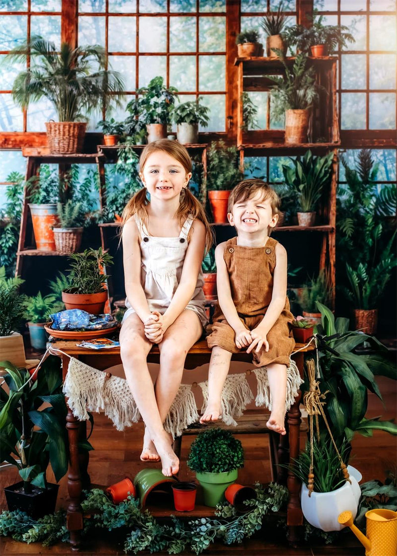 Rustic Indoor Botanical Plant Display Backdrop
