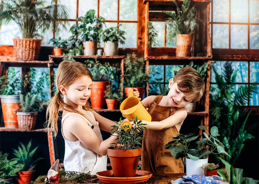 Rustic Indoor Botanical Plant Display Backdrop