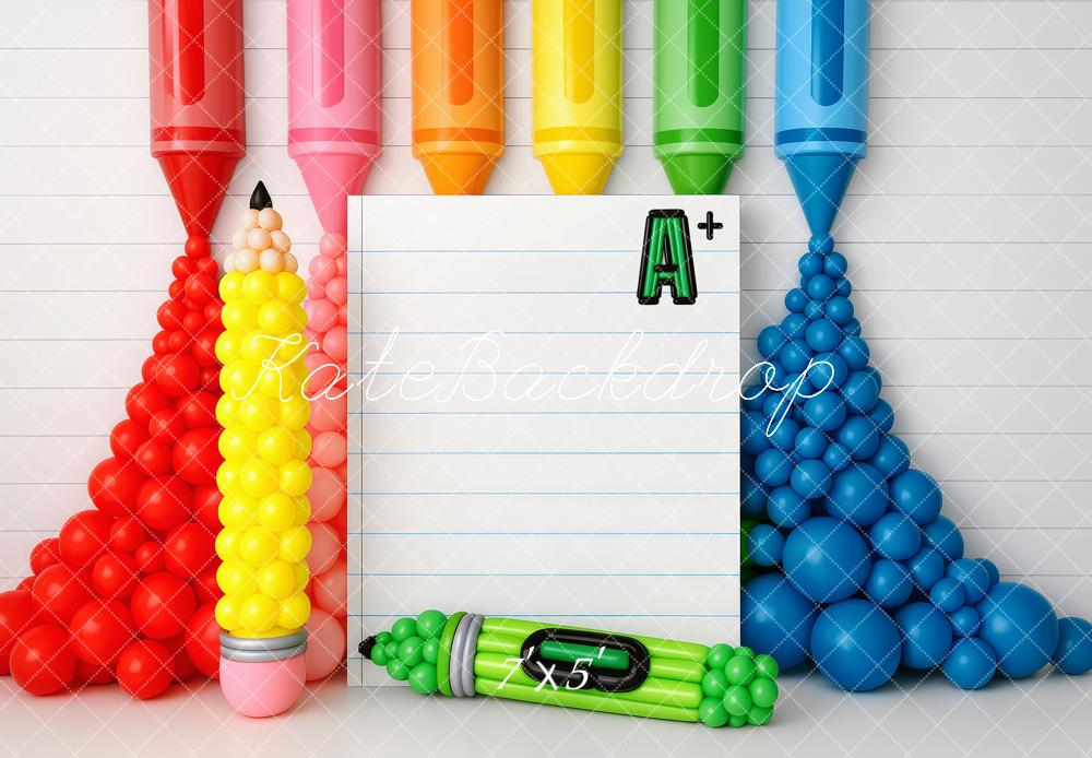 Kate Back to School A+ Crayon Colorful Backdrop Designed by Patty Robe