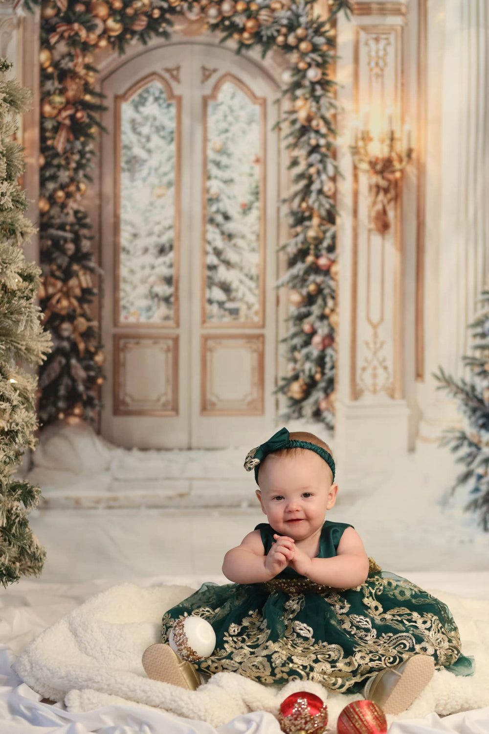 Kate Winter Christmas White Retro Grand Palace Backdrop Designed by Ch