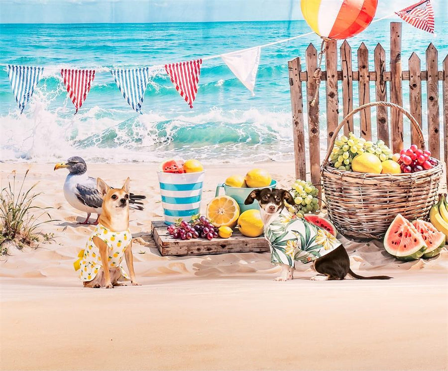 Sunny Beach Picnic Vintage Backdrop