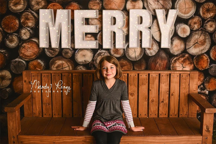 Rustic Stacked Wood Log Backdrop