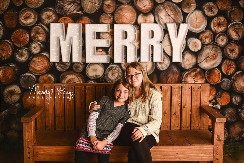 Rustic Stacked Wood Log Backdrop