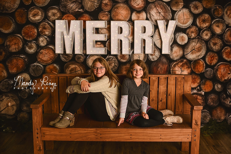 Rustic Stacked Wood Log Backdrop