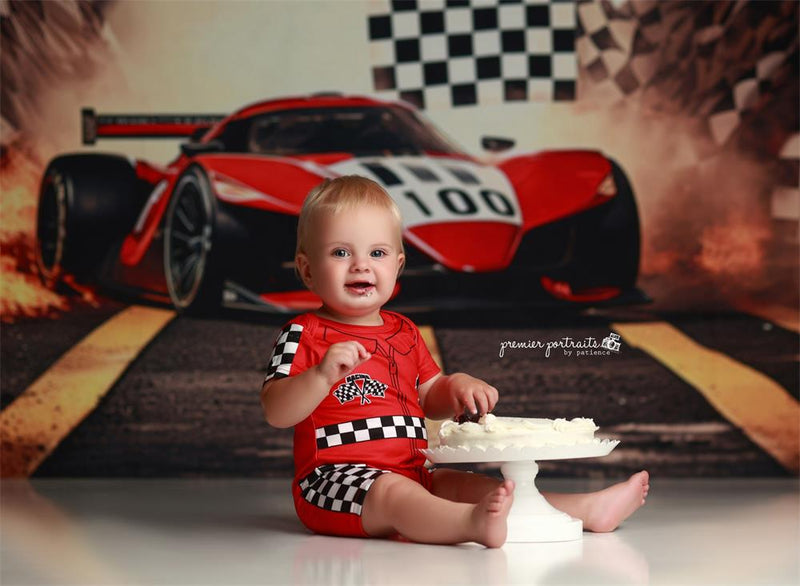 Dynamic Racing Car Victory Backdrop
