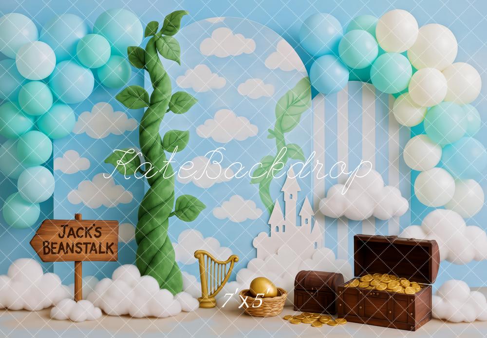 Kate Fairy Birthday Beanstalk Castle Clouds Balloons Backdrop Designed