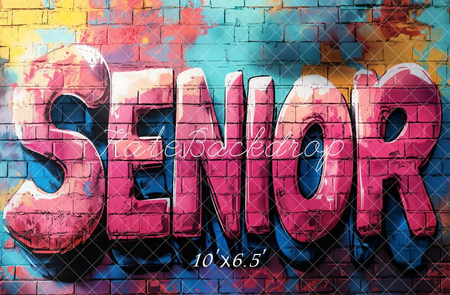 Vibrant Urban Graffiti Senior Backdrop