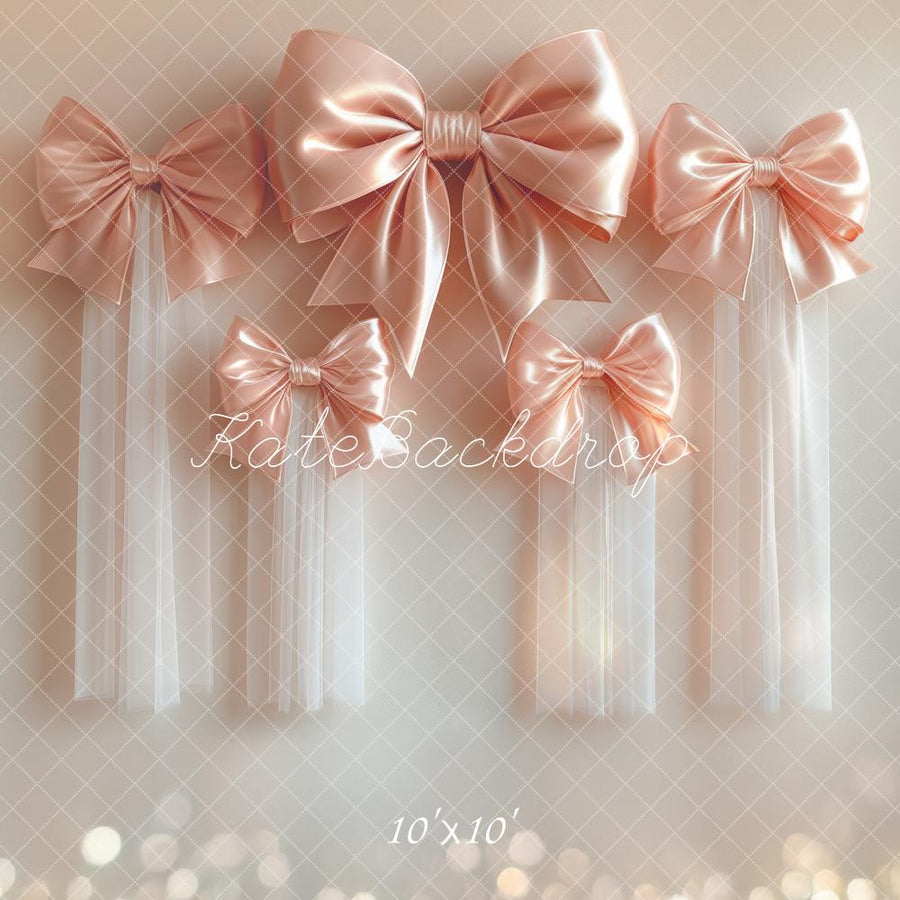 Elegant Blush Satin Bow Backdrop