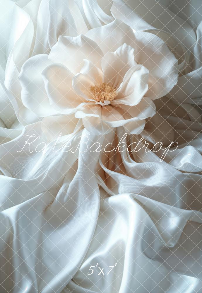 Elegant Soft White Floral Fabric Backdrop