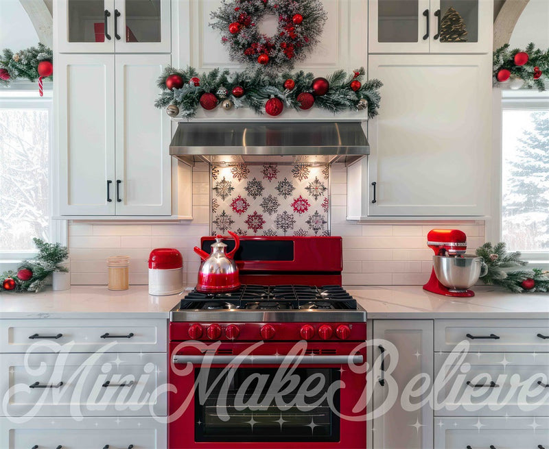 Festive Cozy Kitchen Holiday Backdrop