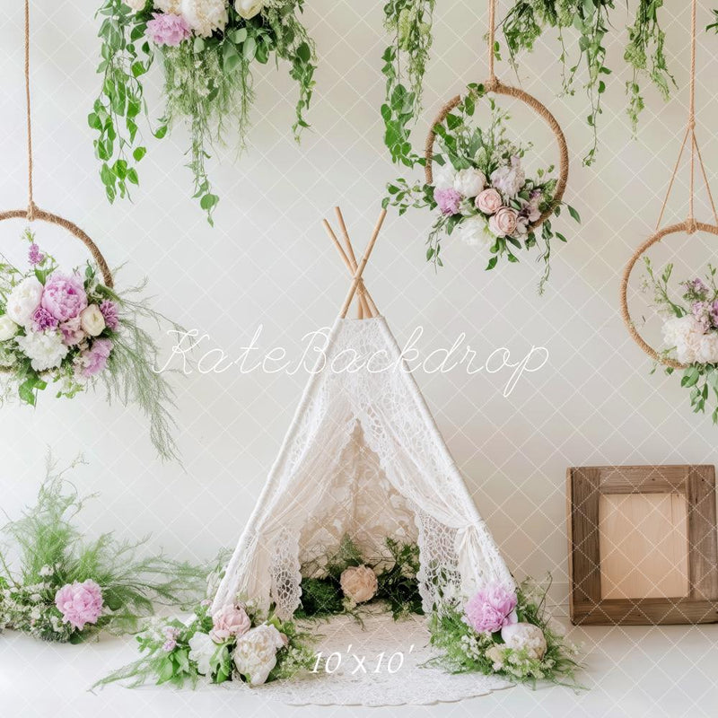 Elegant Floral Boho Teepee Backdrop