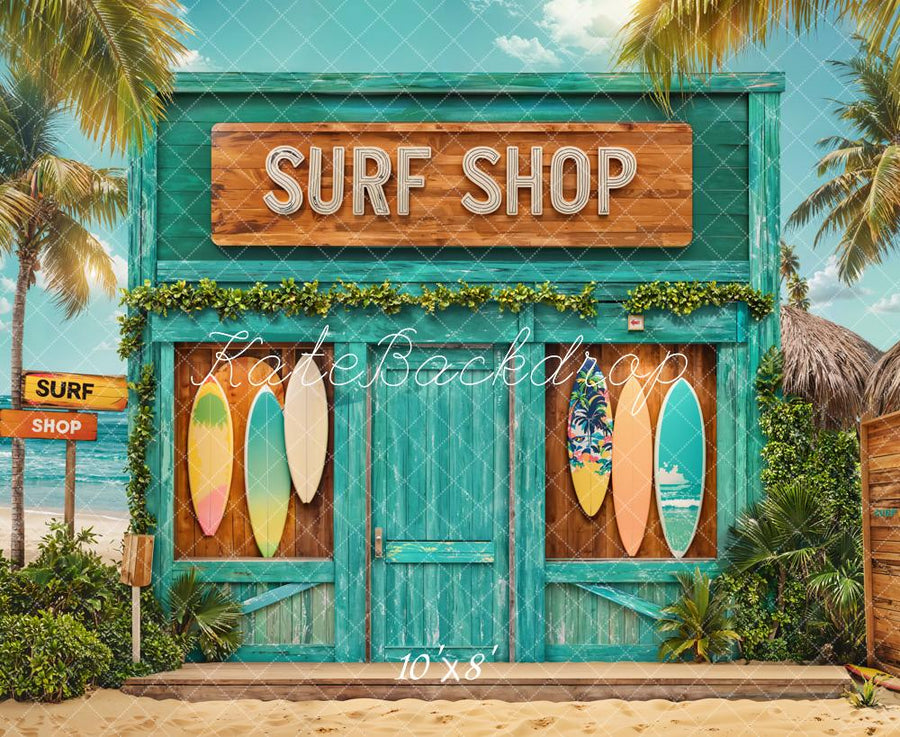 Tropical Beach Surf Shop Backdrop