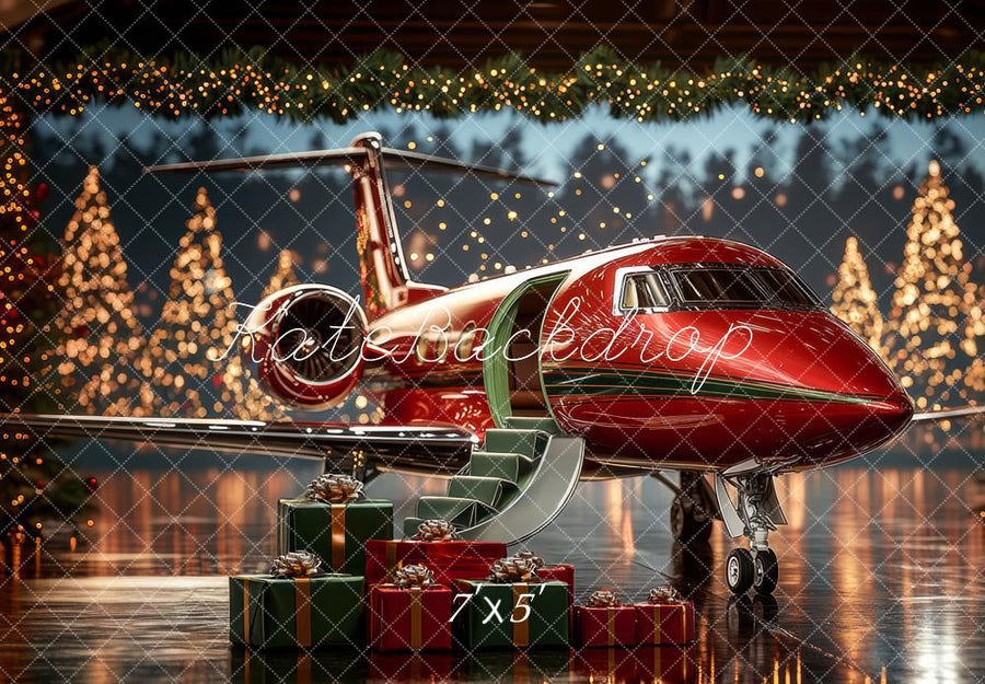 Luxury Holiday Jet Christmas Backdrop