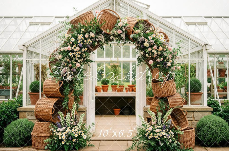 Kate Spring Flower Arch Wicker Baskets Greenhouse Backdrop Designed by