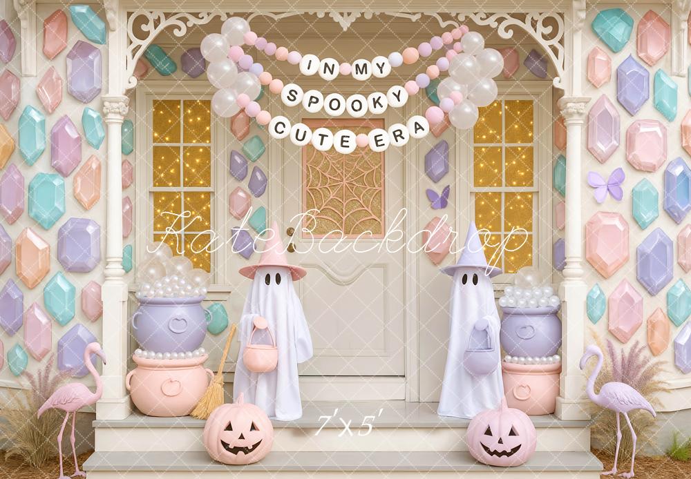 Kate Halloween Ghost Porch Gemstone Pastel Backdrop Designed by Mini M