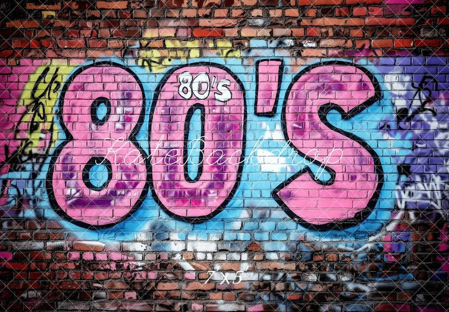 Vibrant Retro 80s Graffiti Wall Backdrop