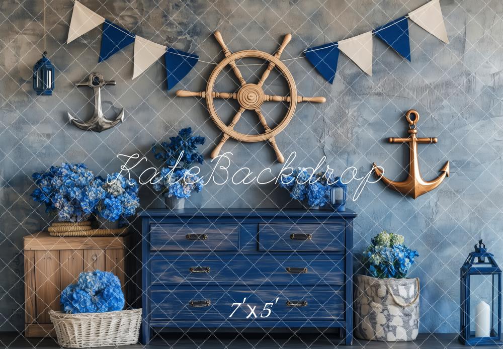 Nautical Blue Coastal Decorative Backdrop