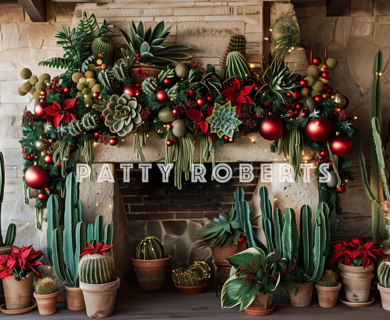 Festive Desert Succulent Holiday Backdrop