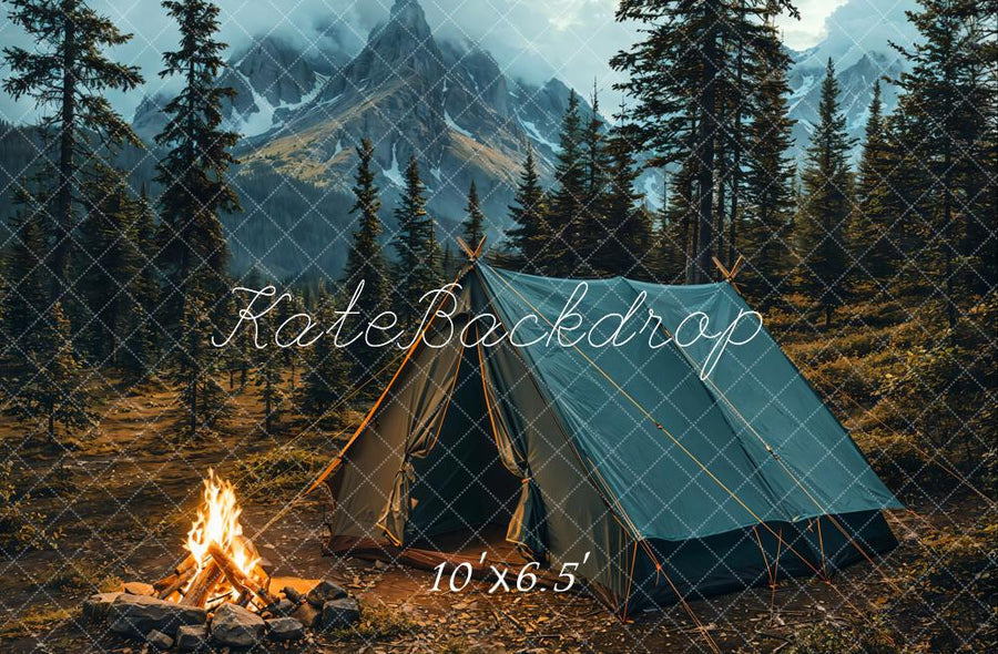 Mountain Wilderness Camping Adventure Backdrop