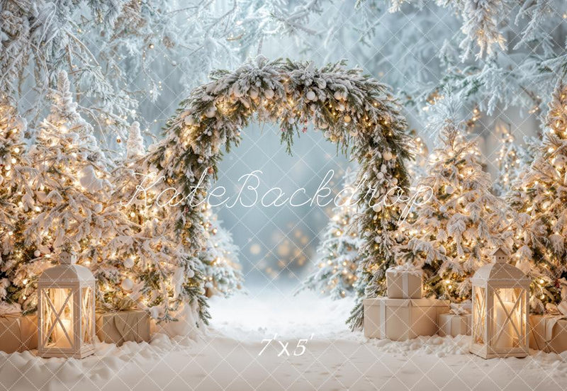 Kate Winter Snow Backdrop with Snow White Christmas Tree Scene