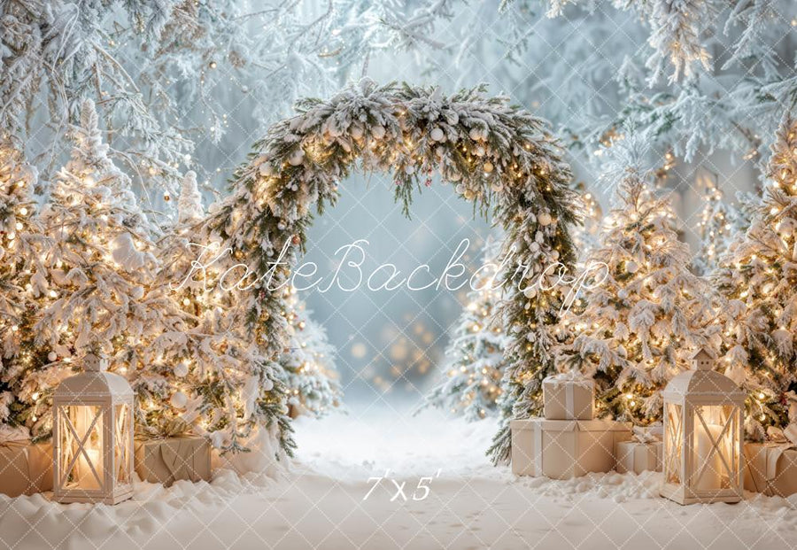 Kate Winter Snow Backdrop with Snow White Christmas Tree Scene