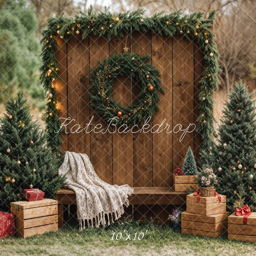 Rustic Festive Evergreen Holiday Backdrop