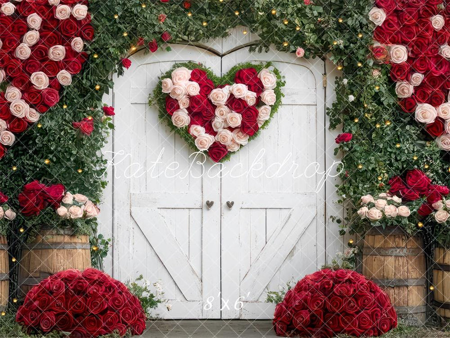 Rustic Heart-Shaped Floral Door Backdrop