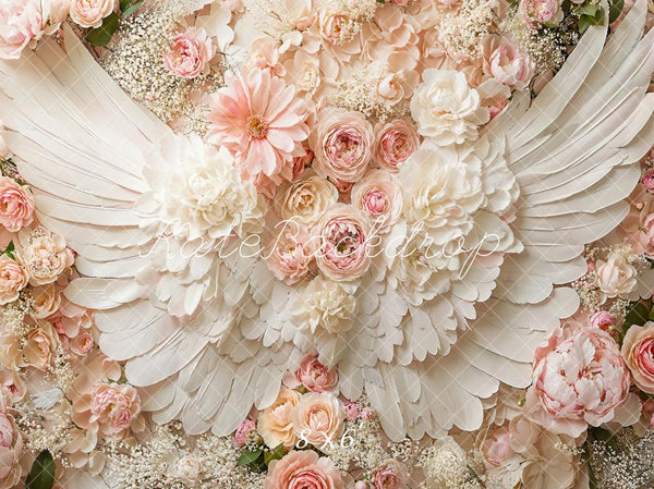 Elegant Angel Wings Floral Backdrop