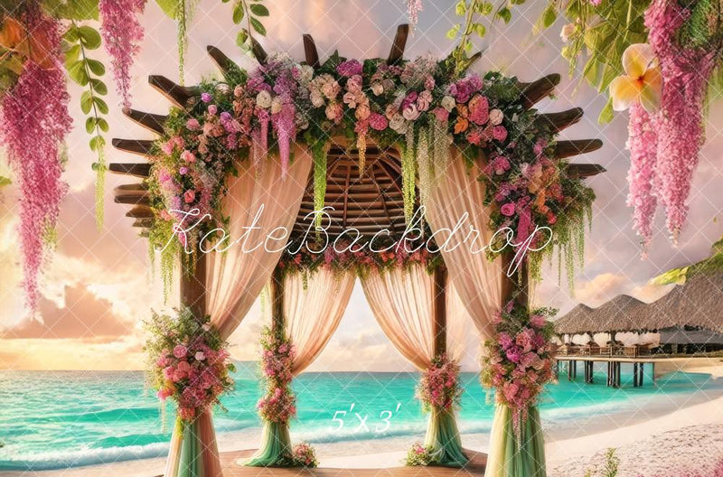 Kate Beach Tropical Gazebo Floral Arch Backdrop Designed by Lidia Rede