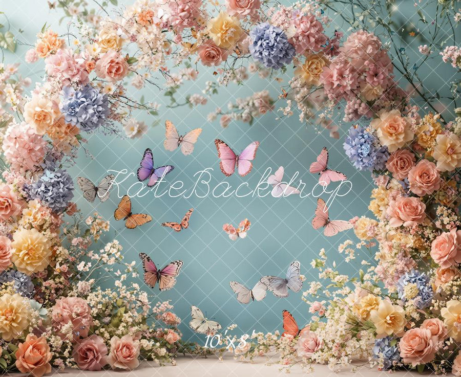 Elegant Pastel Floral Butterfly Backdrop