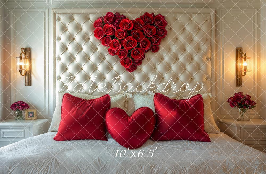 Luxury Romantic Red Rose Heart Backdrop