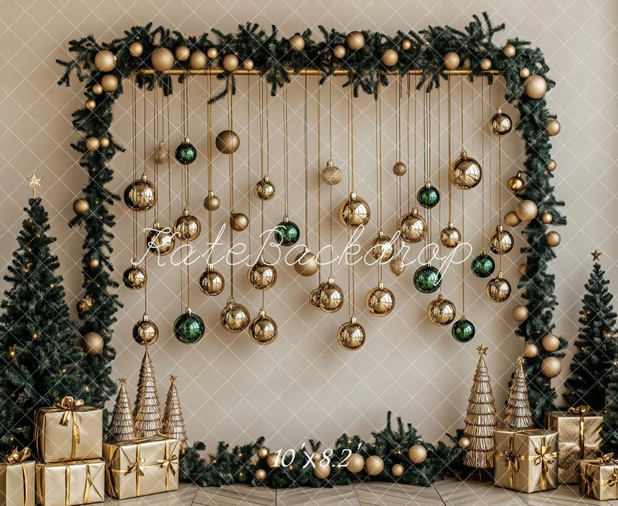 Kate Christmas Arch Ornaments Gifts Golden Backdrop Designed by Patty