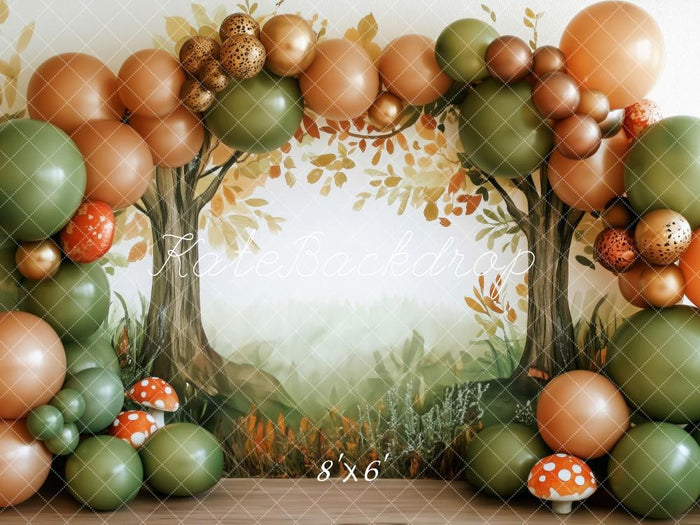 Rustic Woodland Green Autumn Balloon Arch
