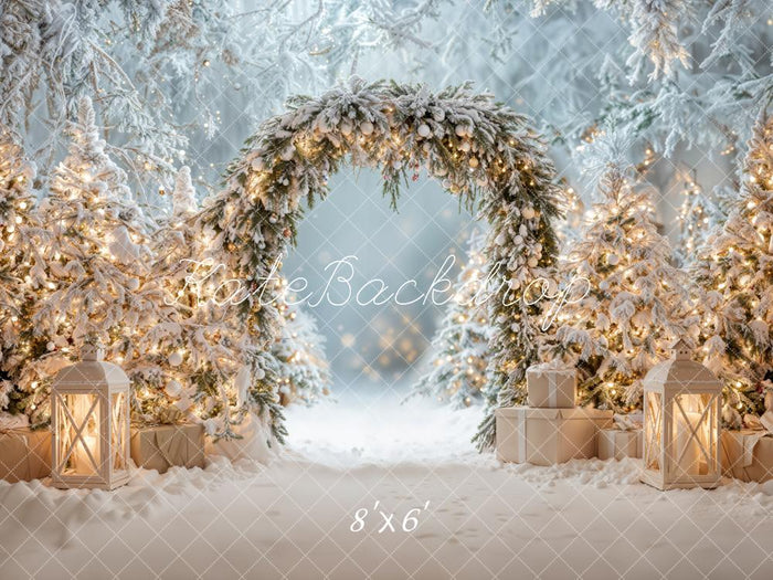 Kate Winter Snow Backdrop with Snow White Christmas Tree Scene