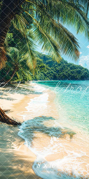 Tropical Beach Paradise Sunset Backdrop