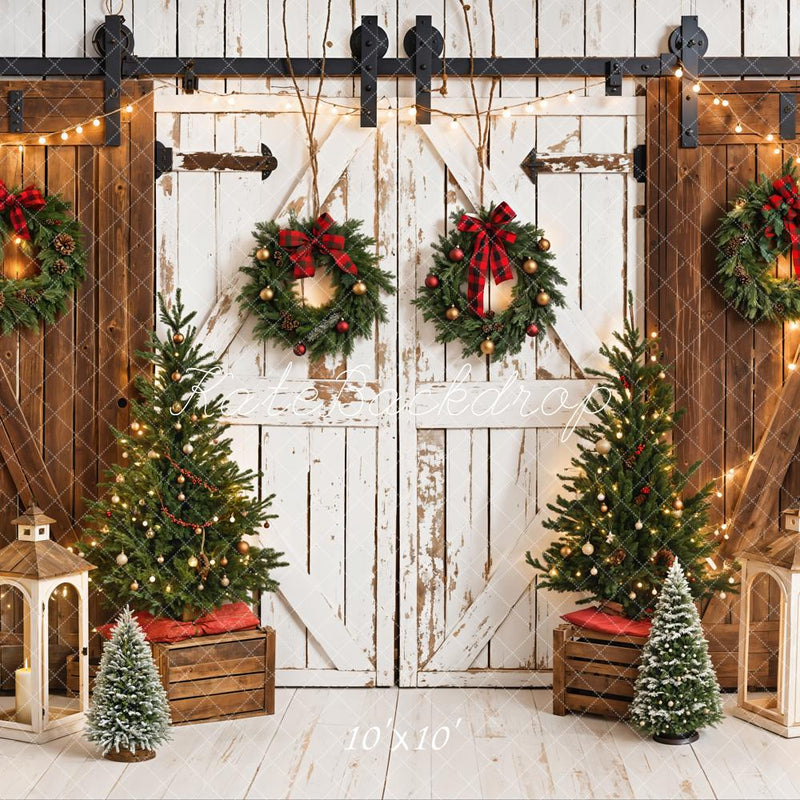 Rustic Wooden Christmas Holiday Backdrop