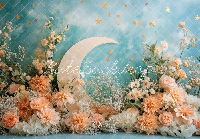 Dreamy Crescent Moon Floral Backdrop