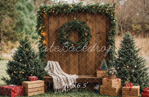 Rustic Festive Evergreen Holiday Backdrop