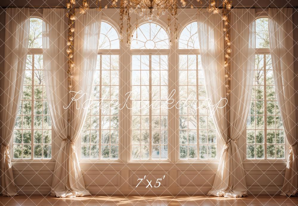 Kate Interior White Curtain Arched Window Backdrop Designed by Chain P