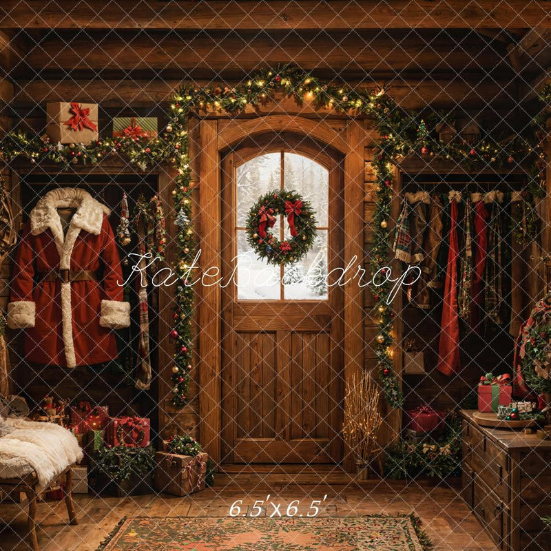 Cozy Rustic Christmas Lodge Backdrop