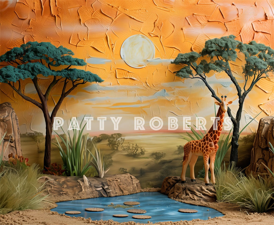 Serene African Sunset Safari Backdrop