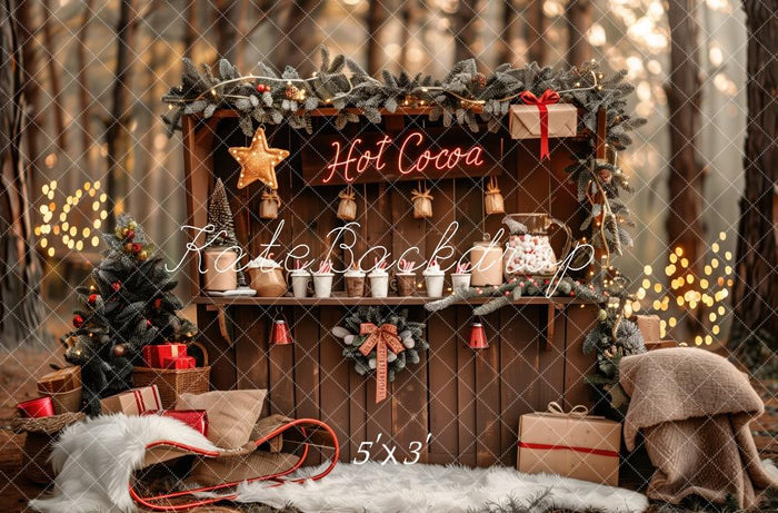 Kate Christmas Hot Cocoa Stand Forest Backdrop Designed by Patty Rober