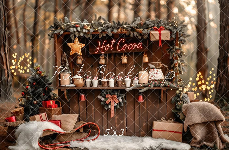 Kate Christmas Hot Cocoa Stand Forest Backdrop Designed by Patty Rober