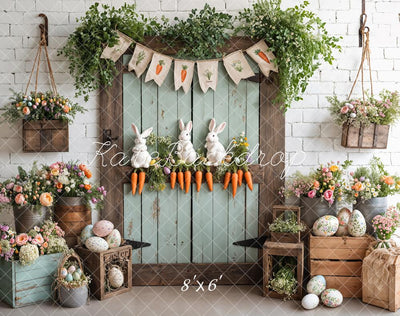 Rustic Easter Bunny Garden Backdrop