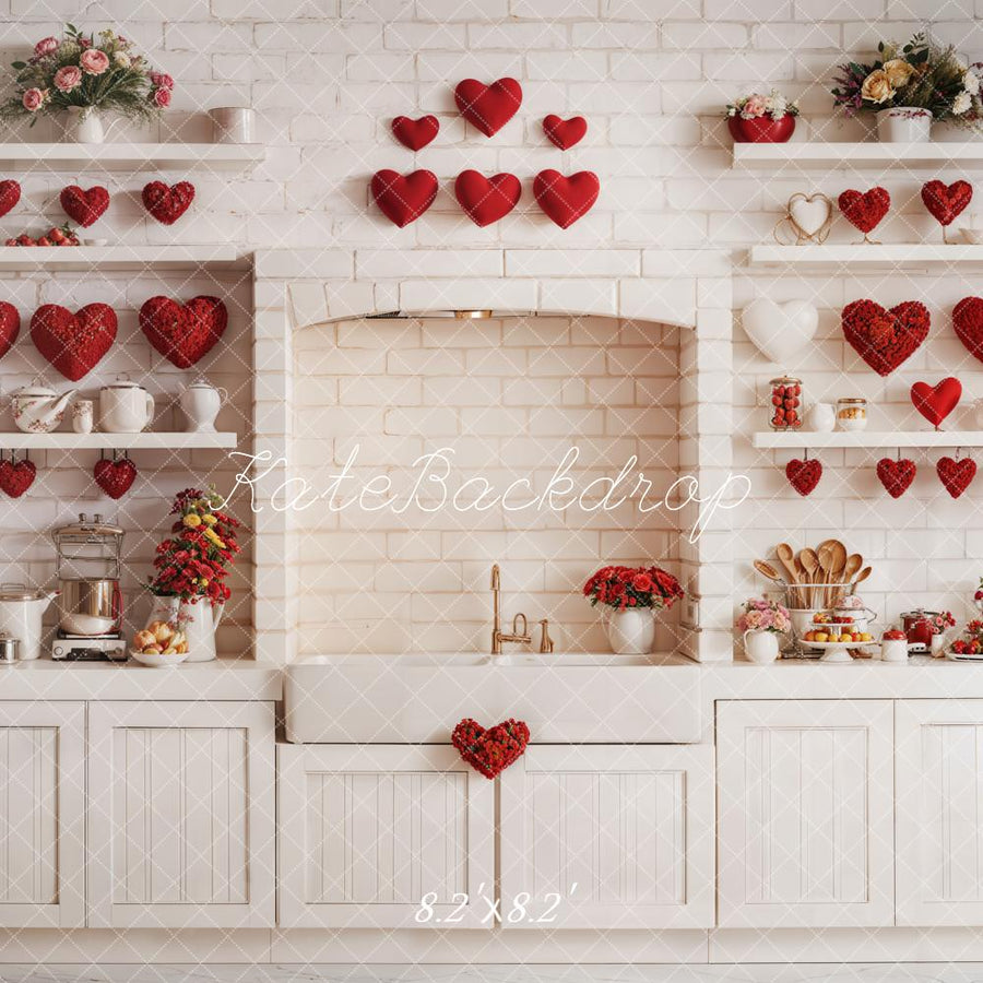 Romantic Heart Decor Kitchen Backdrop