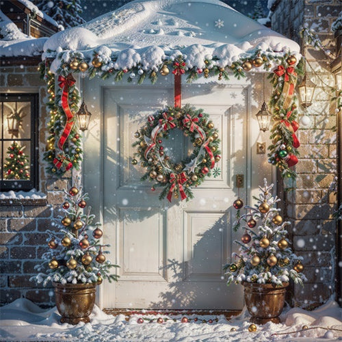 Festive Winter Holiday Doorway Backdrop