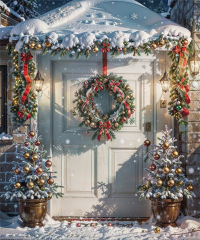 Festive Winter Holiday Doorway Backdrop