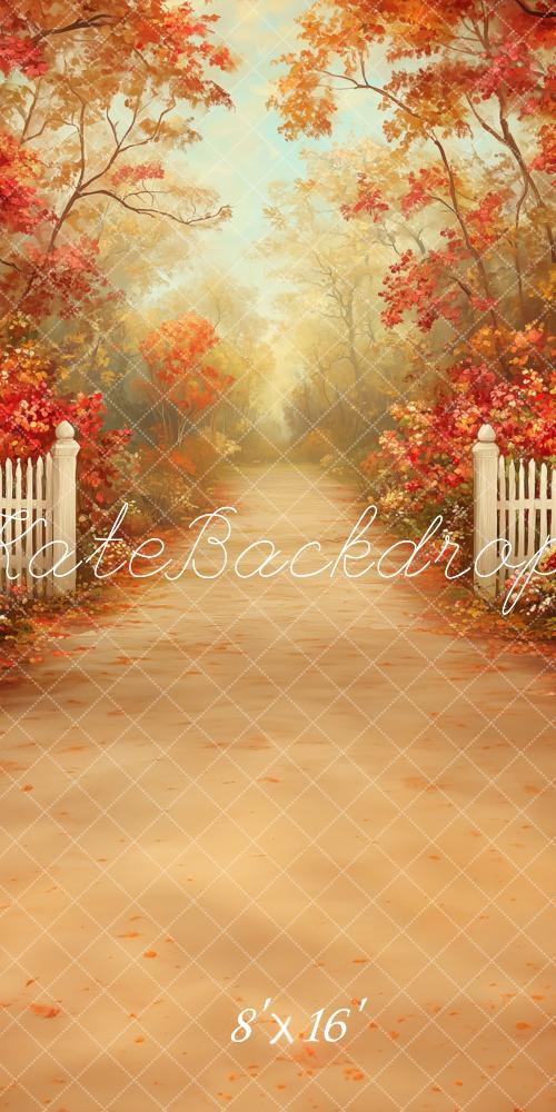 Kate Sweep Painterly Autumn Leaves Garden Gates Backdrop Designed by P